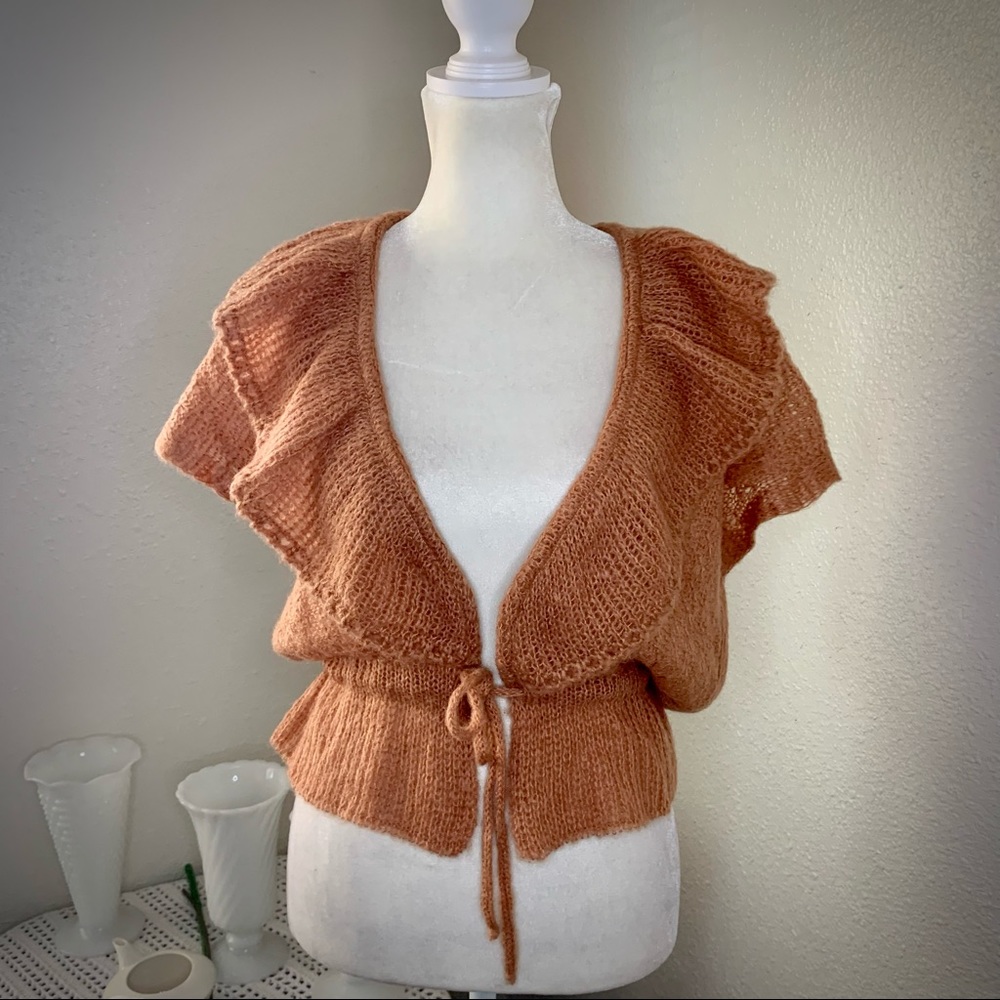 Vintage Japanese Bohemian Loose Knit Ruffle Sweater, … - Gem